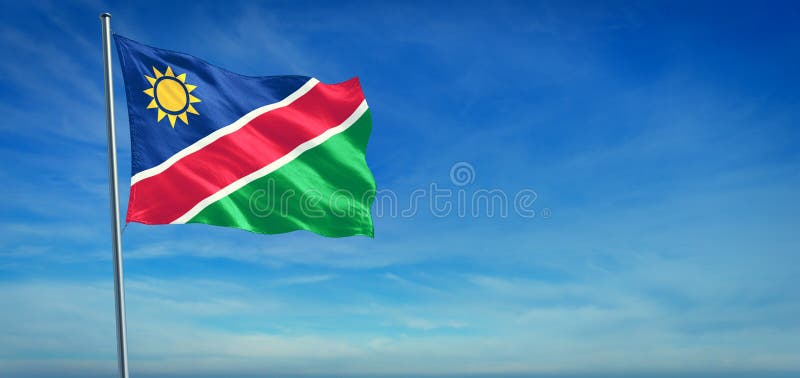 The National Flag of Namibia Stock Photo - Image of place, immigration ...