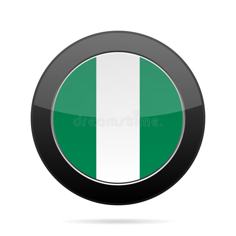 Flag of Nigeria. Shiny Black Round Button. Stock Vector - Illustration ... Flag of Nigeria. Shiny Black Round Button. Stock Vector - Illustration ...