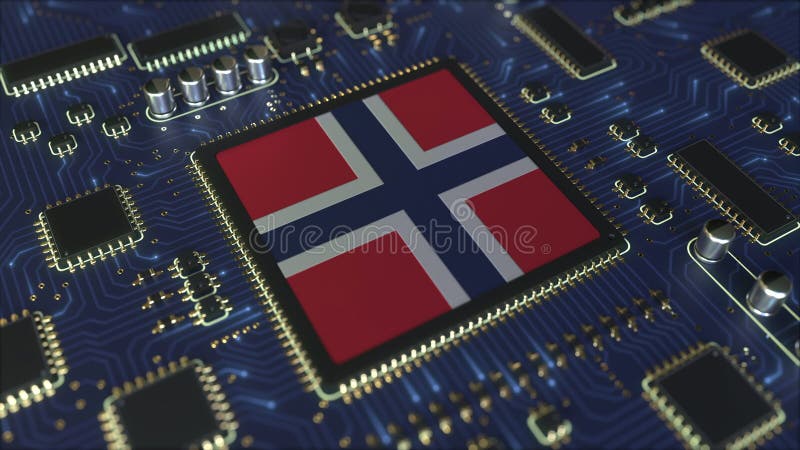 National Flag of Norway on the Operating Chipset. Norwegian Information ...