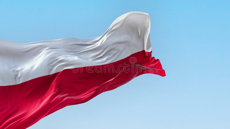 The National Flag of Poland Waving in the Wind on a Clear Day Stock ...