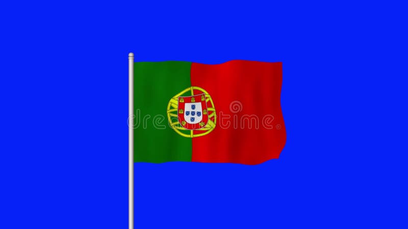 National Flag of Portugal Waving on a Blue Screen Stock Footage - Video ...
