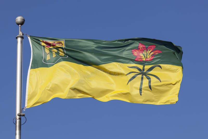 Saskatchewan Province Flag, Canada Stock Image - Image of blue, flag ...