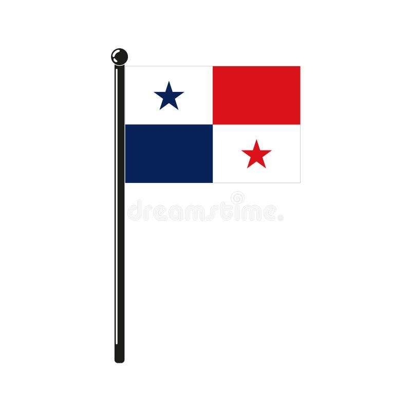 National Flag of Republic of Panama on the Stick Stock Illustration ...