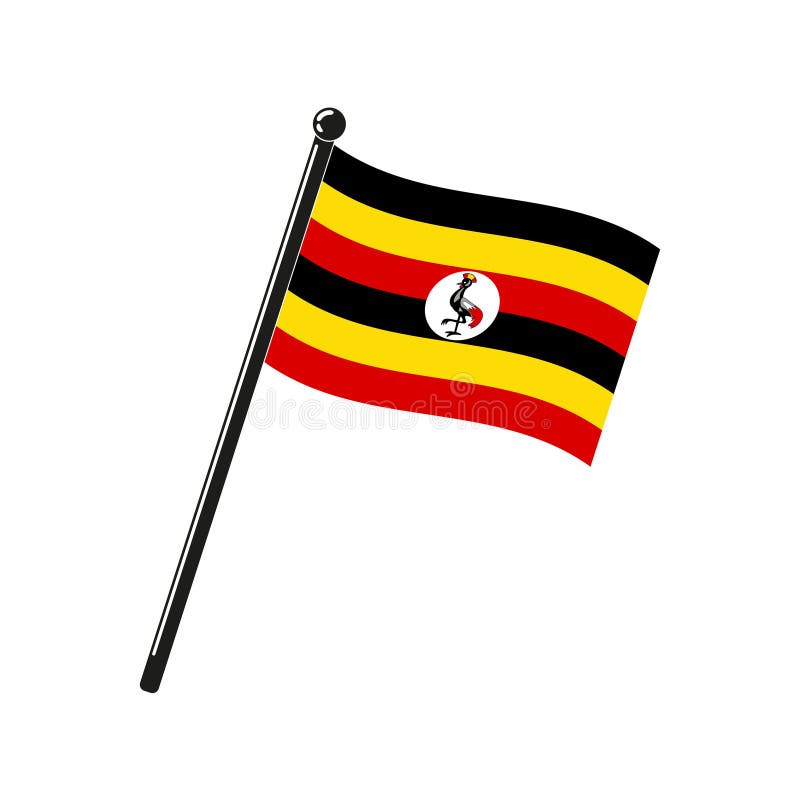 National Flag of Republic of Uganda on the Stick Stock Vector ...