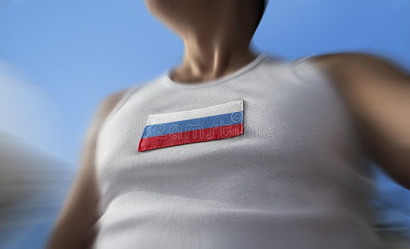 The National Flag of Russia on the Athlete& X27;s Chest Stock Image ...