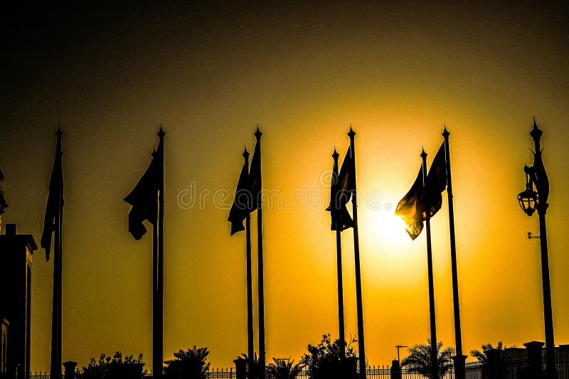 National Flag Shining in the Setting Sun Editorial Photo - Image of ...
