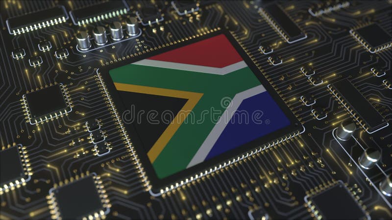 National Flag of South Africa on the Operating Chipset. RSA Information ...