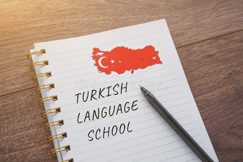 Flag of Turkey, a Notebook with the Inscription Turkish Language School ...