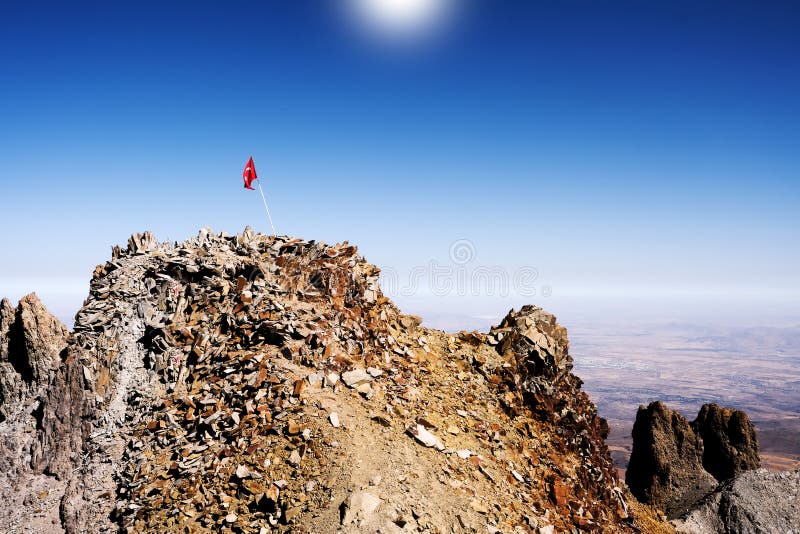National Flag of Turkey on Volcano Top Stock Image - Image of highland ...