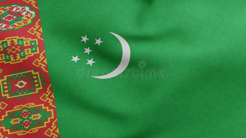 National Flag Of Turkmenistan Waving 3d Render Turkmenistanyn Baydagy