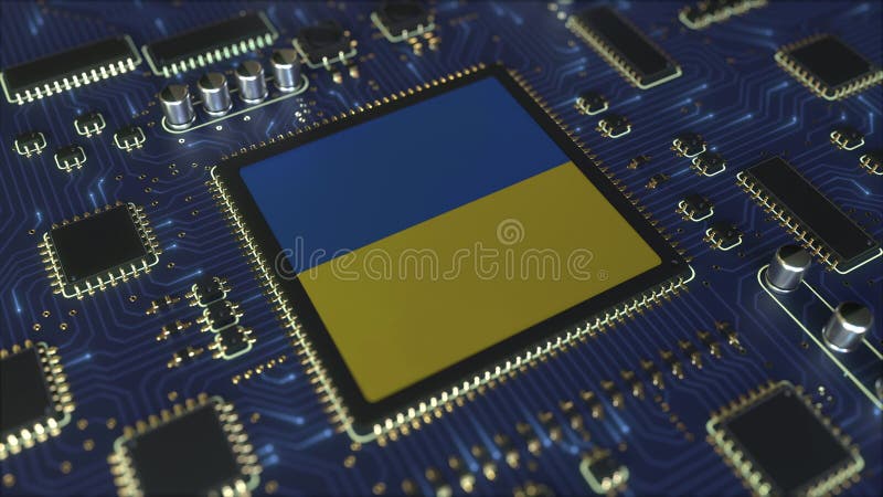 National Flag of Ukraine on the Operating Chipset. Ukrainian ...