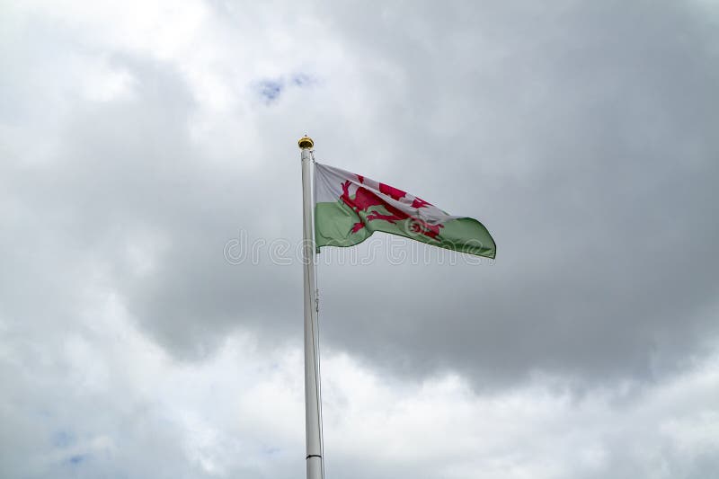 National Flag of Wales Waving in the Wind Stock Image - Image of wind ...
