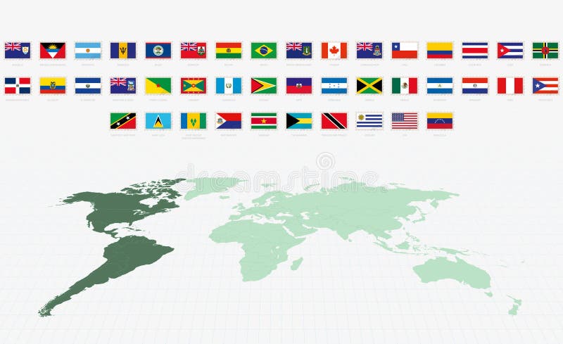 National Flags of the American Countries, Postage Flag Set. American ...