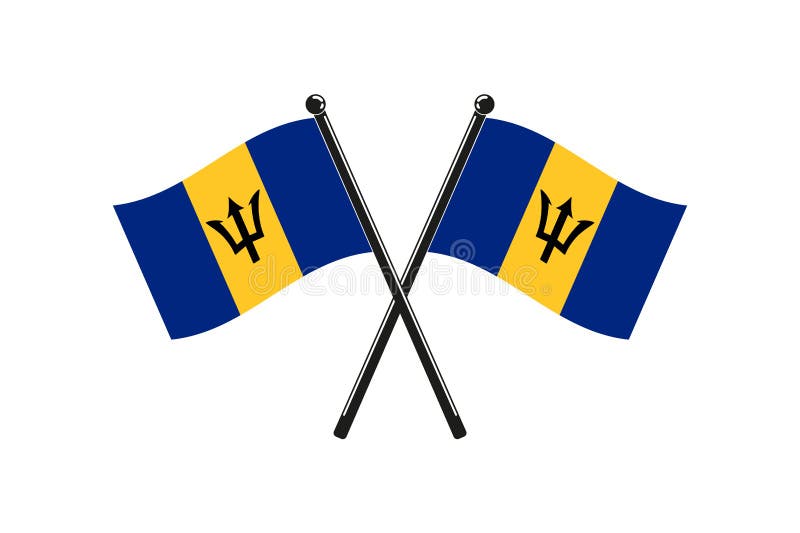 National Flags of Barbados Crossed Stock Vector - Illustration of ...