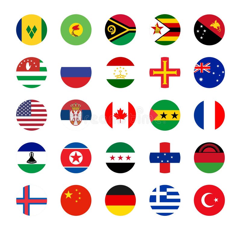 National Flags in Circle Shape. National Flags Set. World Flags Stock ...