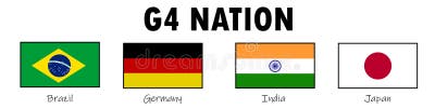 National Flags of the Countries Members of the Group of Four the G4 ...