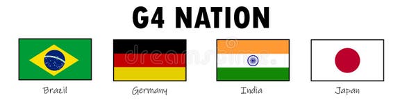 National Flags of the Countries Members of the Group of Four the G4 ...