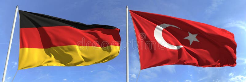 National Flags of Germany and Turkey, 3d Rendering Stock Illustration ...