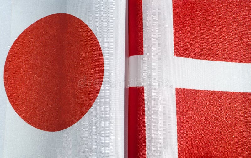 National Flags of Japan and Denmark Stock Photo - Image of setting ...