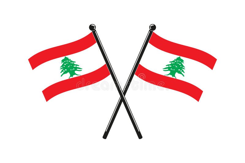 National Flags of Lebanon Crossed on the Sticks Stock Vector ...