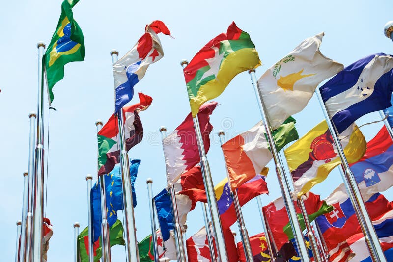 National flags stock image. Image of flagpole, assembly - 61563835