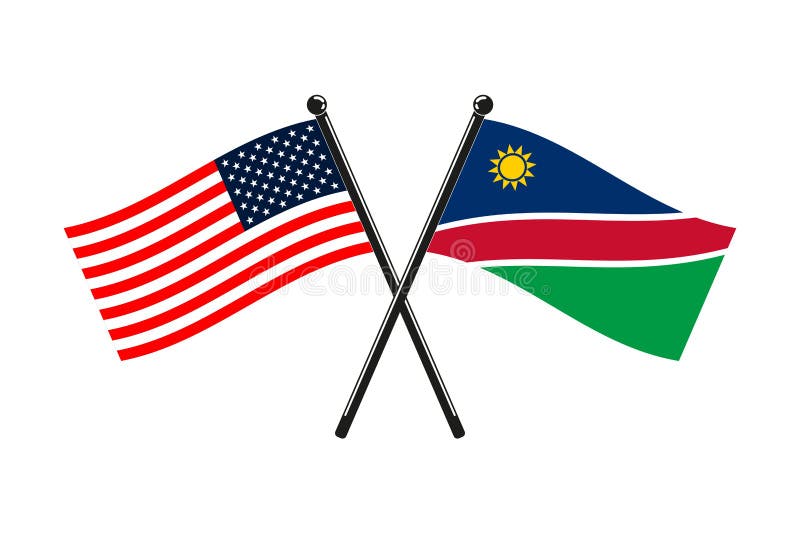 National Flags of Namibia and Usa Crossed on the Sticks Stock Vector ...