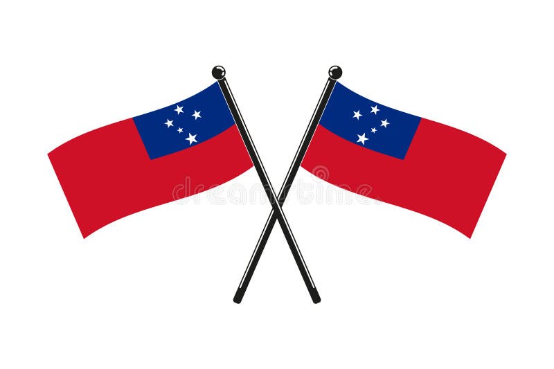 National Flags of Samoa Crossed on the Sticks Stock Vector ...