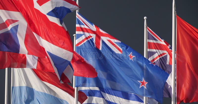 National Flags Waving in the Wind Stock Footage - Video of australia ...
