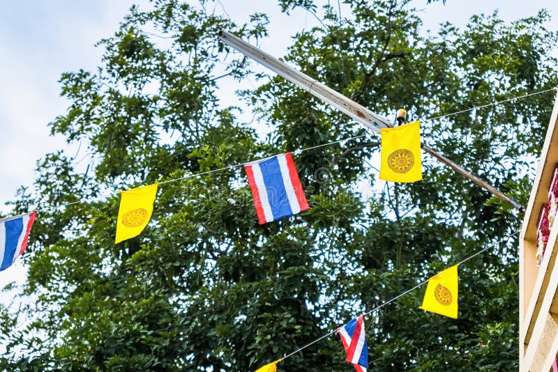 National Flags and Wheel of Dhamma S Flags on String Stock Photo ...