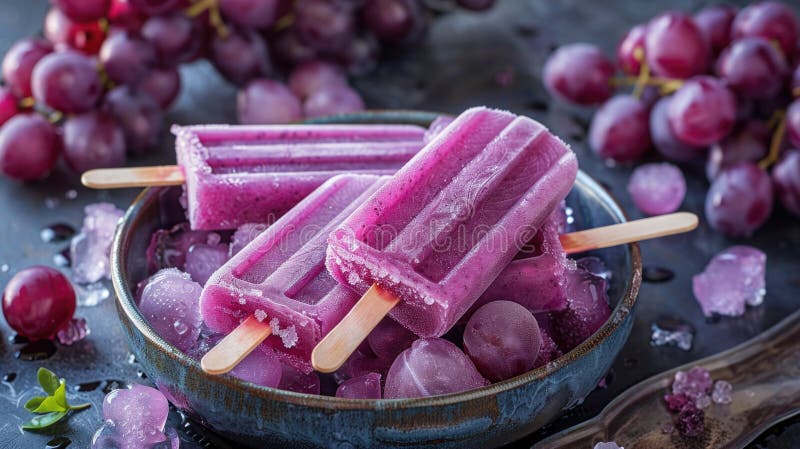 National Grape Popsicle Day. Frozen Grape Juice on a Stick. Stock Photo ...
