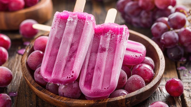 National Grape Popsicle Day. Frozen Grape Juice on a Stick. Stock Photo ...