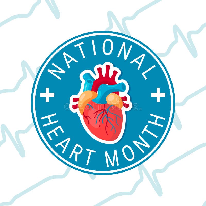 National Heart Month Concept in Flat Style Stock Vector - Illustration ...