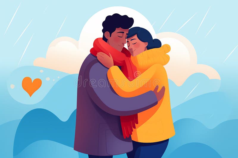 National Hugging Day. Two Characters Sharing a Warm Embrace Stock ...