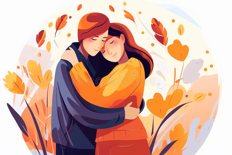 National Hugging Day. Two Characters Sharing a Warm Embrace Stock ...