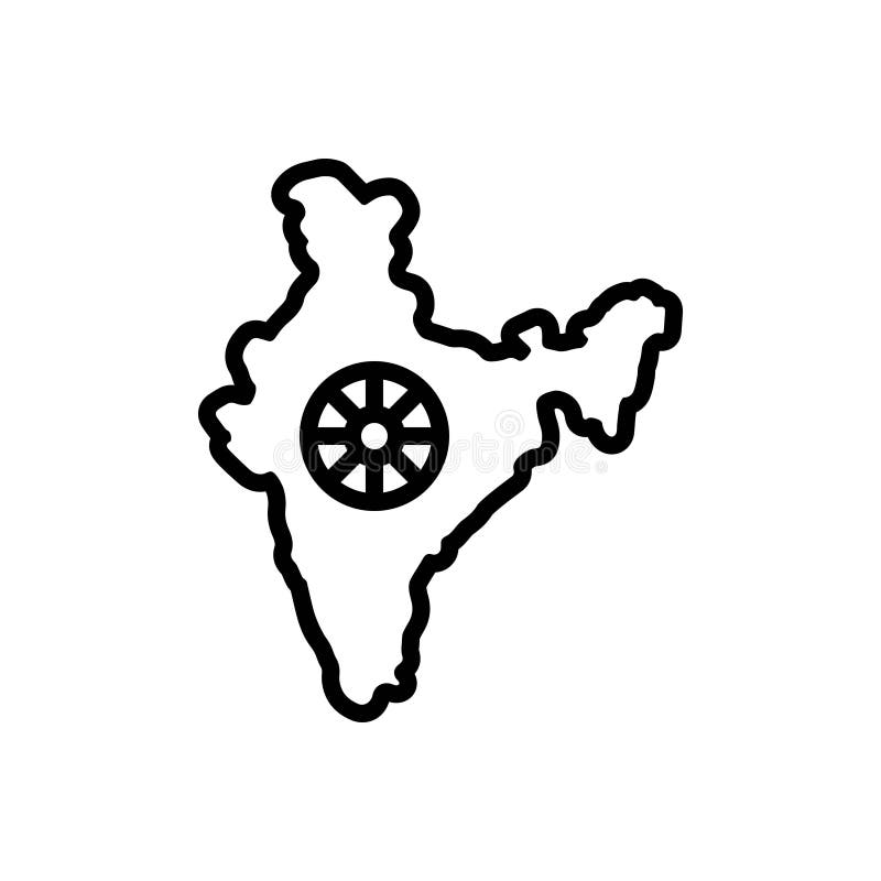 Black Line Icon for National, India and Map Stock Illustration ...