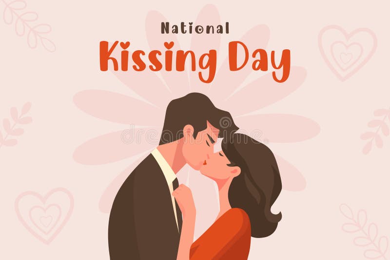 National Kissing Day Poster Flat Vector Illustration Stock Vector ...
