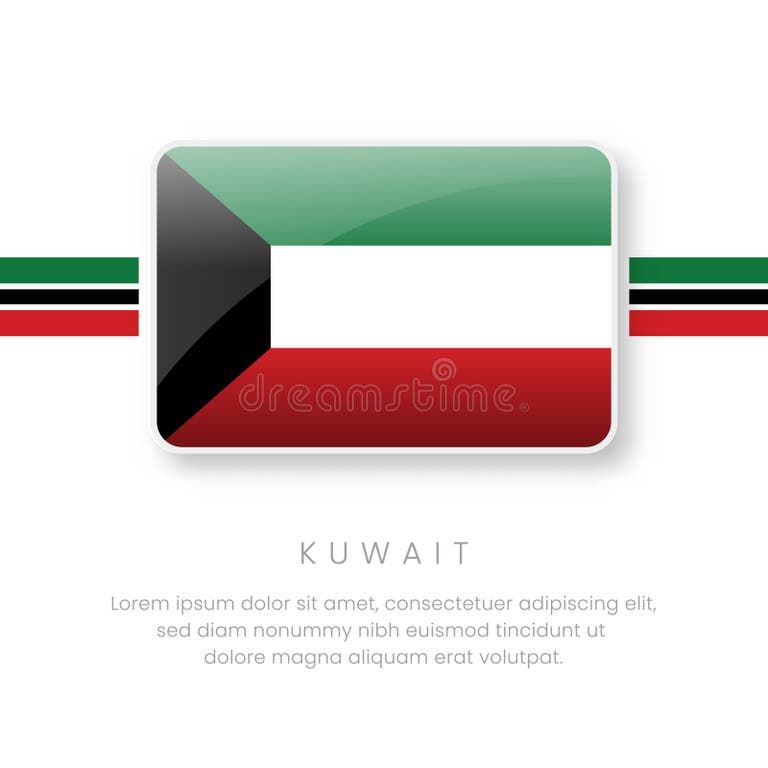 National Kuwait Flag.Vector Kuwait Button Flag Stock Vector ...
