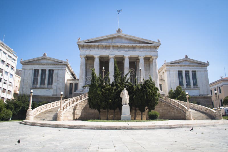 National Library in Athens, Greece Stock Image - Image of ionic ...