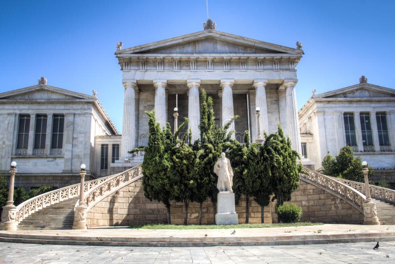 National Library in Athens, Greece Stock Image - Image of ionic ...