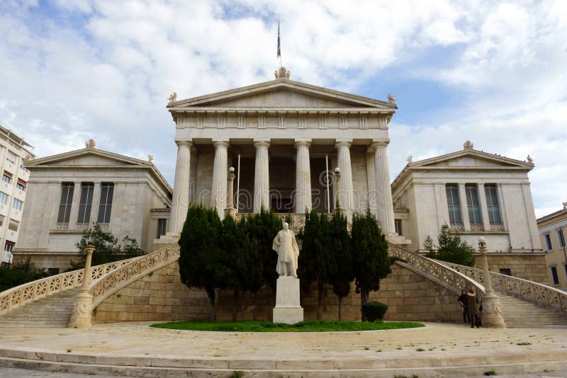 The National Library of Greece Editorial Stock Photo - Image of facade ...