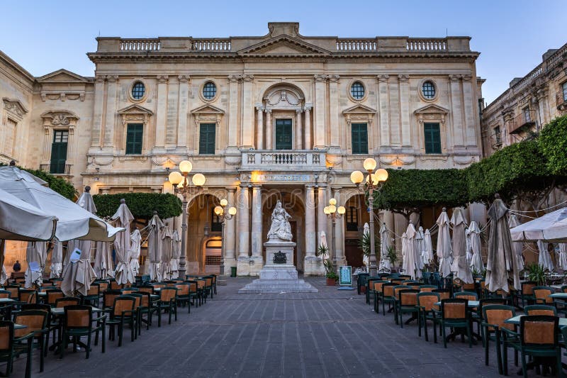 National Library of Malta in the Evening, Valletta Stock Image - Image ...