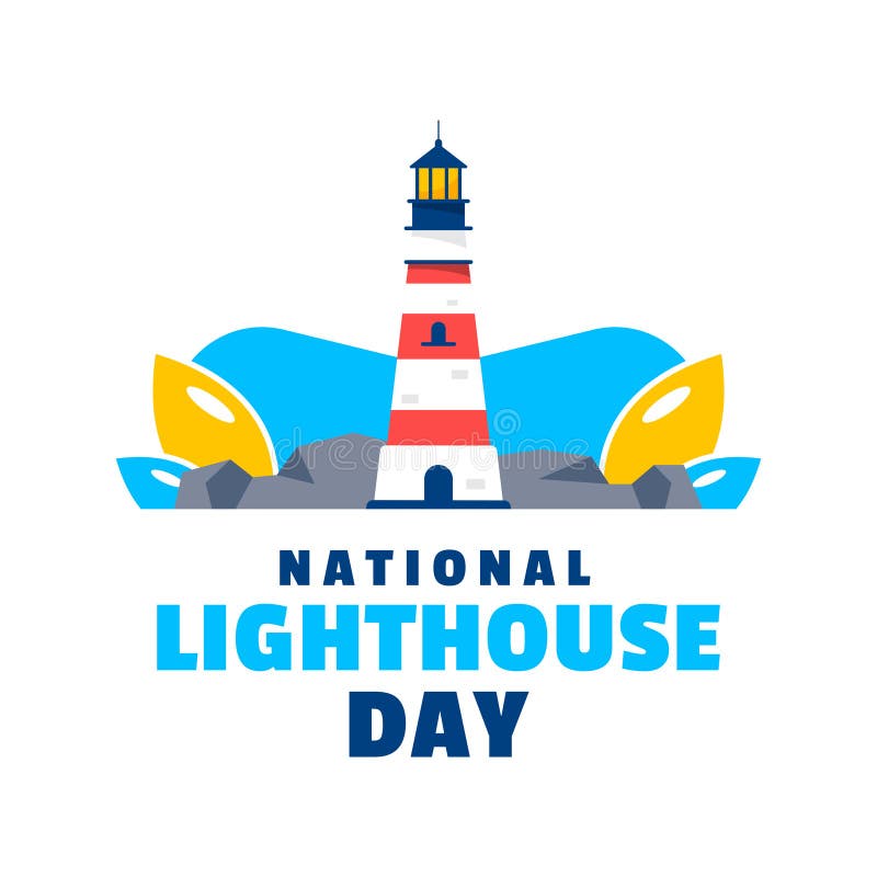 National Lighthouse Day Flat Illustration Event Stock Vector ...