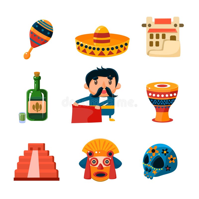 National Mexican Objects Vector Illustration Stock Vector ...