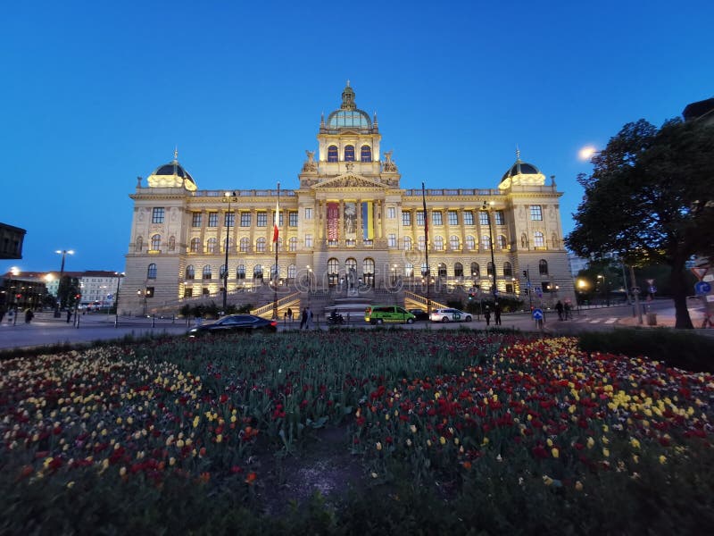 National Museum Prague in the Night Stock Image - Image of christmas ...