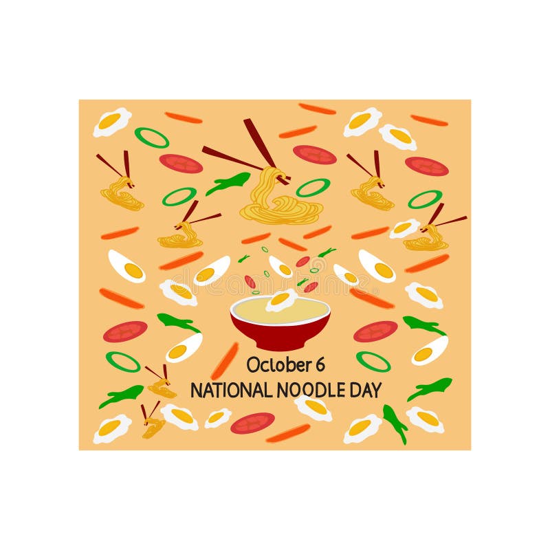 National Noodle Day Vector Illustration Stock Vector - Illustration of ...