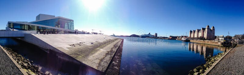 National Oslo Opera House at Sunset on July 27, 2016. Oslo Opera House ...