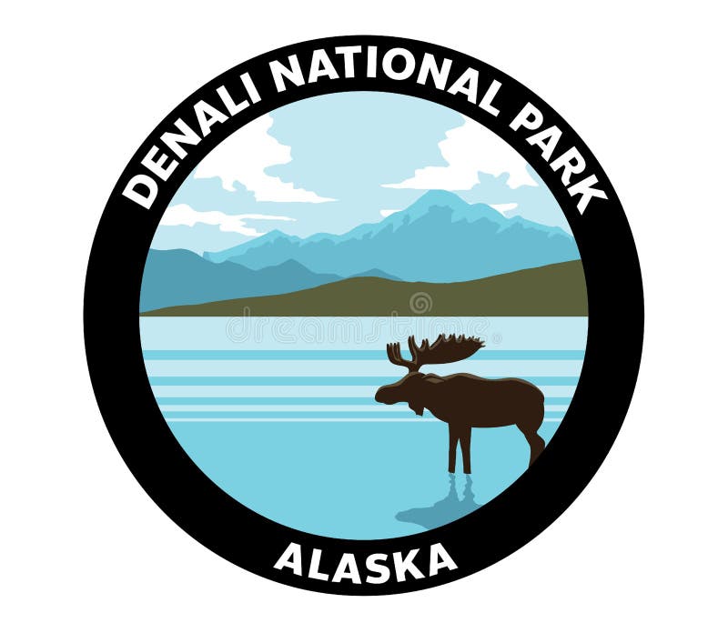 Denali National Park Alaska Vector Logo Stock Vector - Illustration of ...