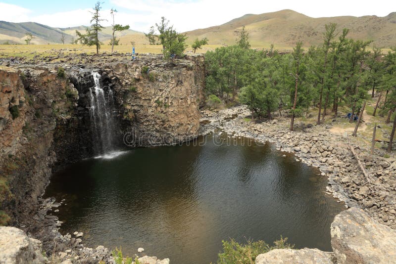 Waterfall Ulaan Tsutgalan in Central Mongolia Stock Photo - Image of ...