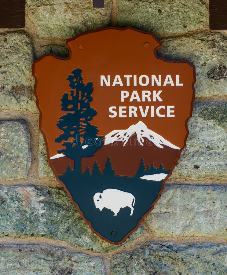 National Park Sign on Stone Wall Stock Image - Image of door ...