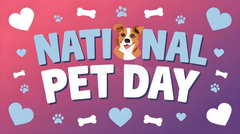 National Pet Day Banner Design, National Pet Day Card with Typography ...